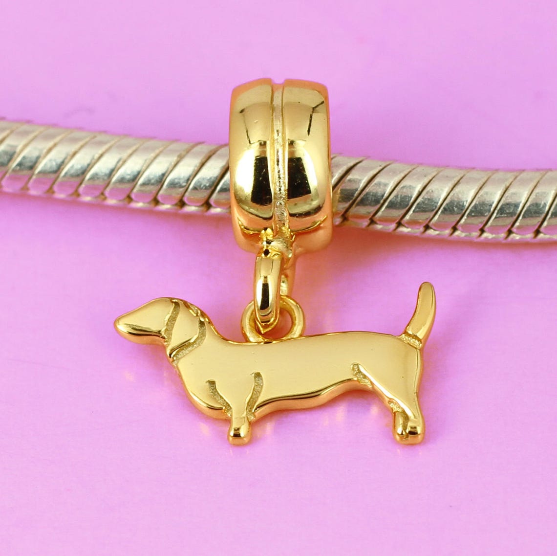Dachshund Dog Charm Solid 925 Sterling Silver With Rhodium / - Etsy ...