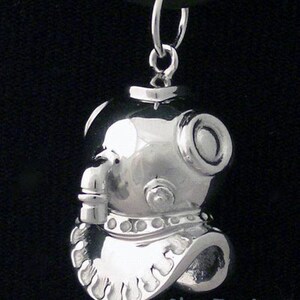3D Scuba Diving Dive Helmet Sterling Silver Pendant Necklace Deep Sea ...
