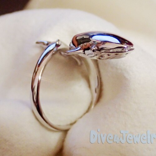 Whale Ring in Solid 925 Sterling Silver Blue Whale Wrap Ring - Etsy
