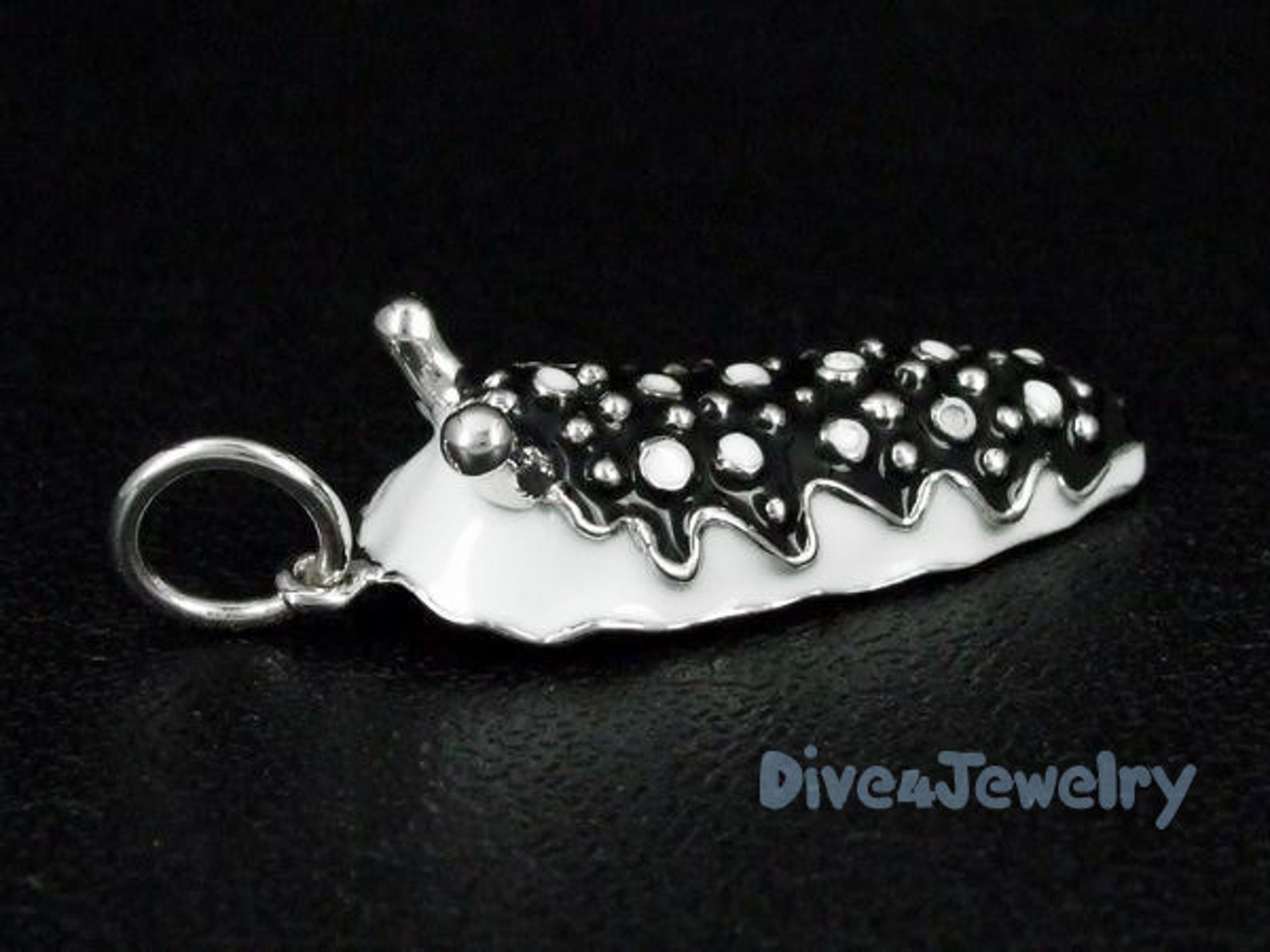 Sea Slug Pendant Nudibranch Necklace Black and White Enamal - Etsy