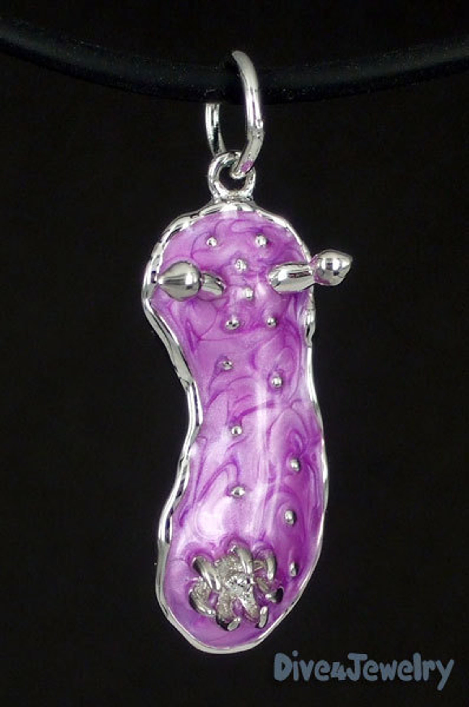 Sea Slug Necklace Nudibranch Necklace Sterling Silver Purple Swirl ...