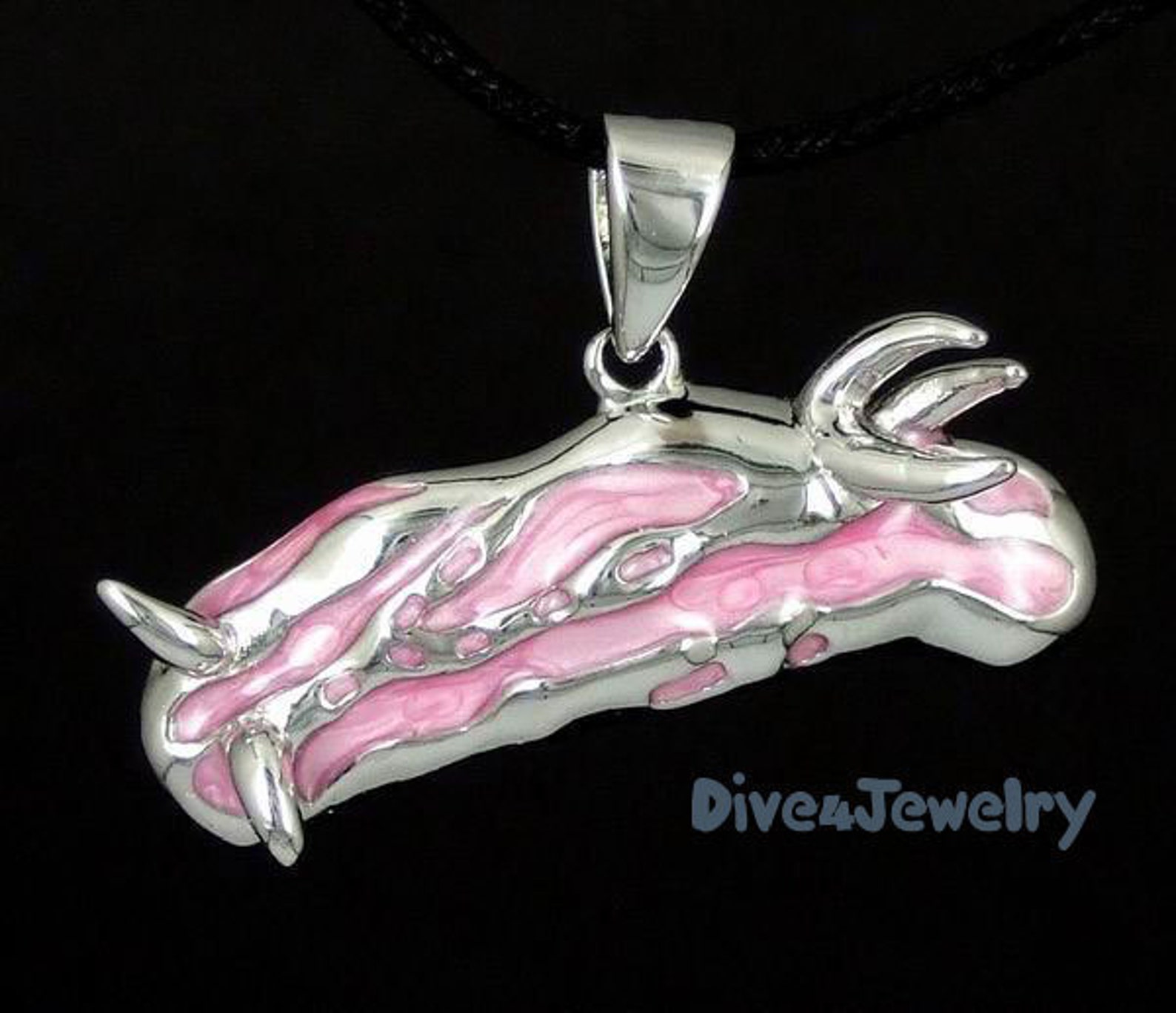 Nudibranch Sea Slug Necklace Solid Sterling Silver Swirl Pink | Etsy