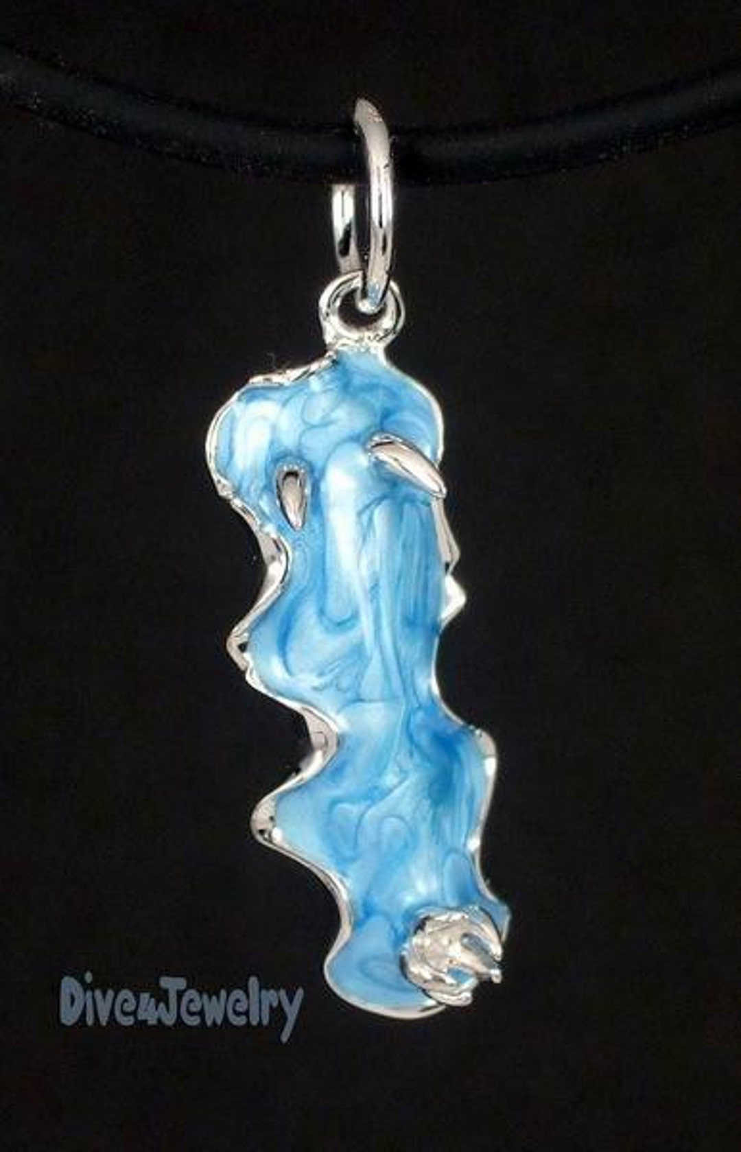 Nudibranch Pendant Sky Blue Enamel Sterling Silver Sea Slug Charm ...