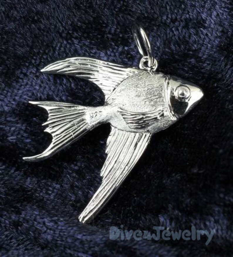 Angelfish Necklace Solid 925 Sterling Silver Rhodium Plated 3D - Etsy