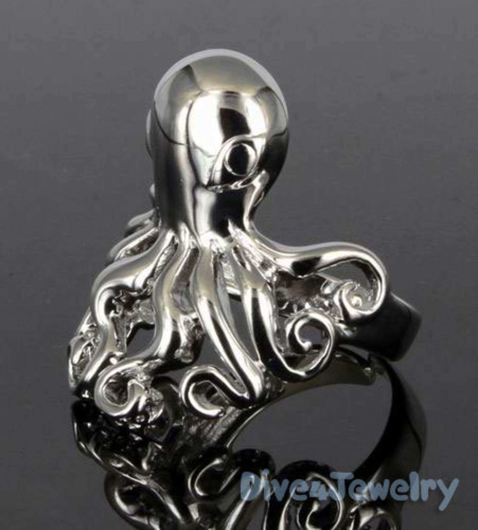 Octopus Ring in Solid 925 Sterling Silver Open Wrap Ring Size | Etsy