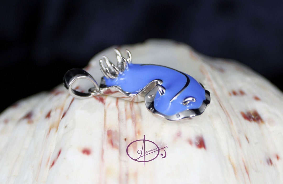 Sea Slug Necklace Sterling Silver 3D Nudibranch Enamel Pendant Ocean ...