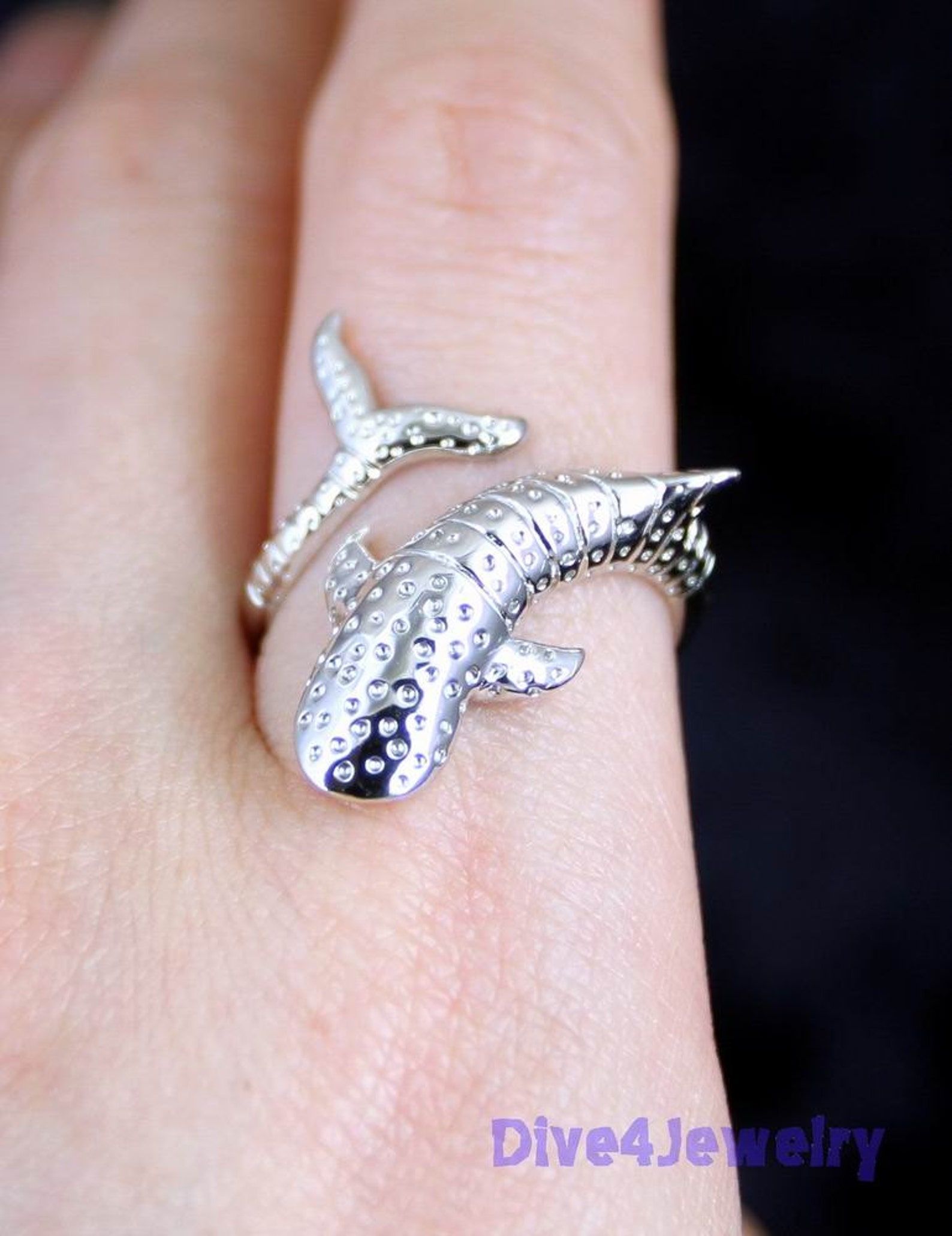 Whale Shark Ring in Sterling Silver Wrap Ring Size Adjustable - Etsy