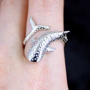 Whale Shark Ring in Sterling Silver Wrap Ring Size Adjustable 5 to 11 ...