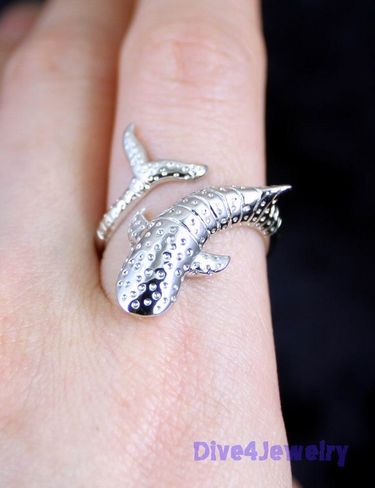 Whale Shark Ring in Sterling Silver Wrap Ring Size Adjustable - Etsy