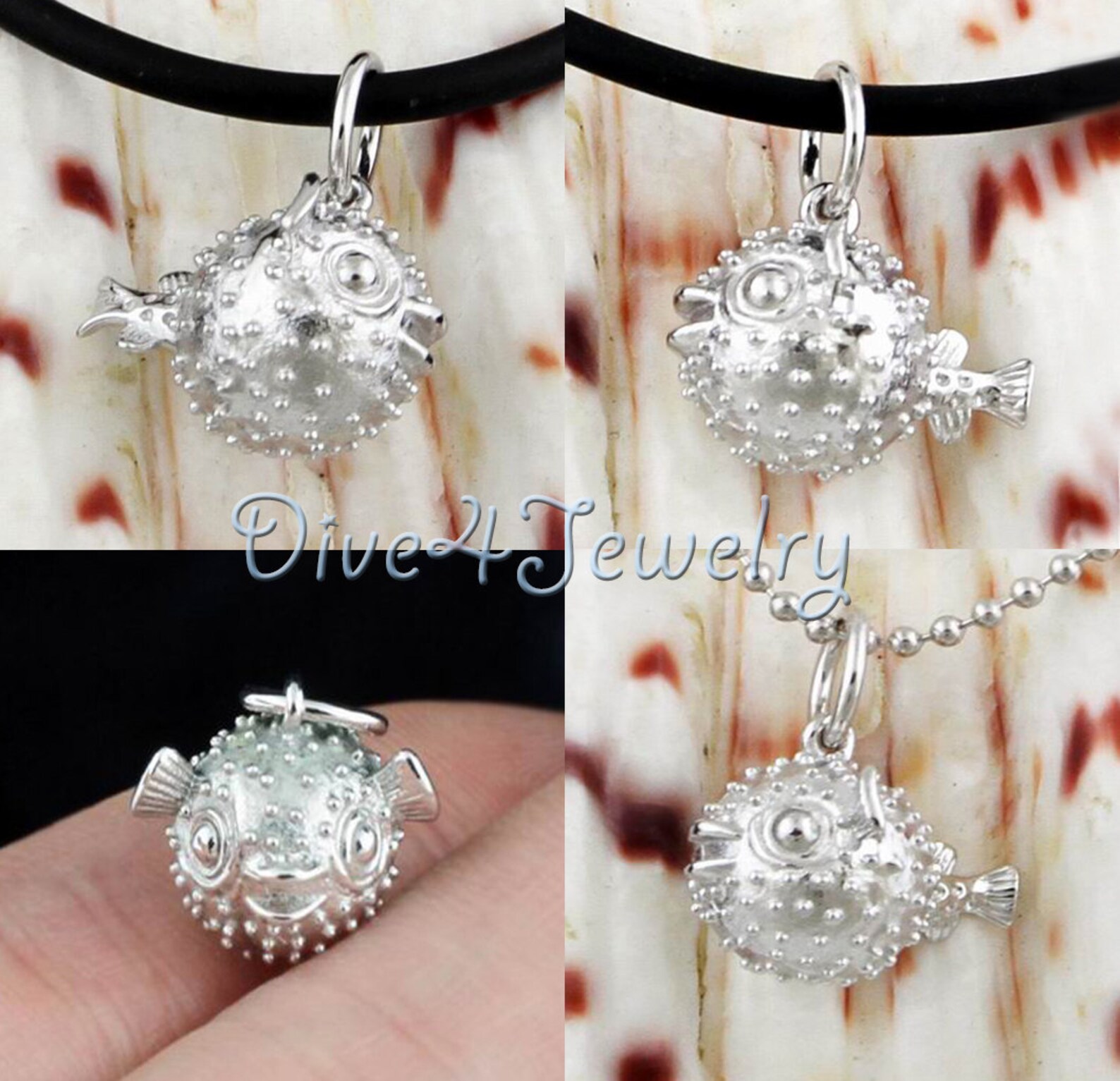 Little Puffer Fish Charm Sterling Silver 3D Pufferfish Pendant | Etsy