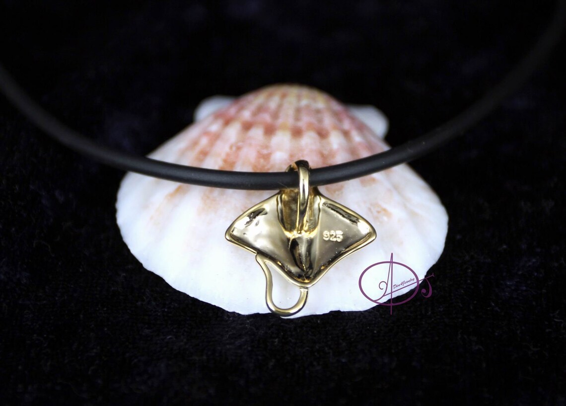 Eagle Ray Necklace Sterling Silver Gold Plated Fish Pendant Ocean ...