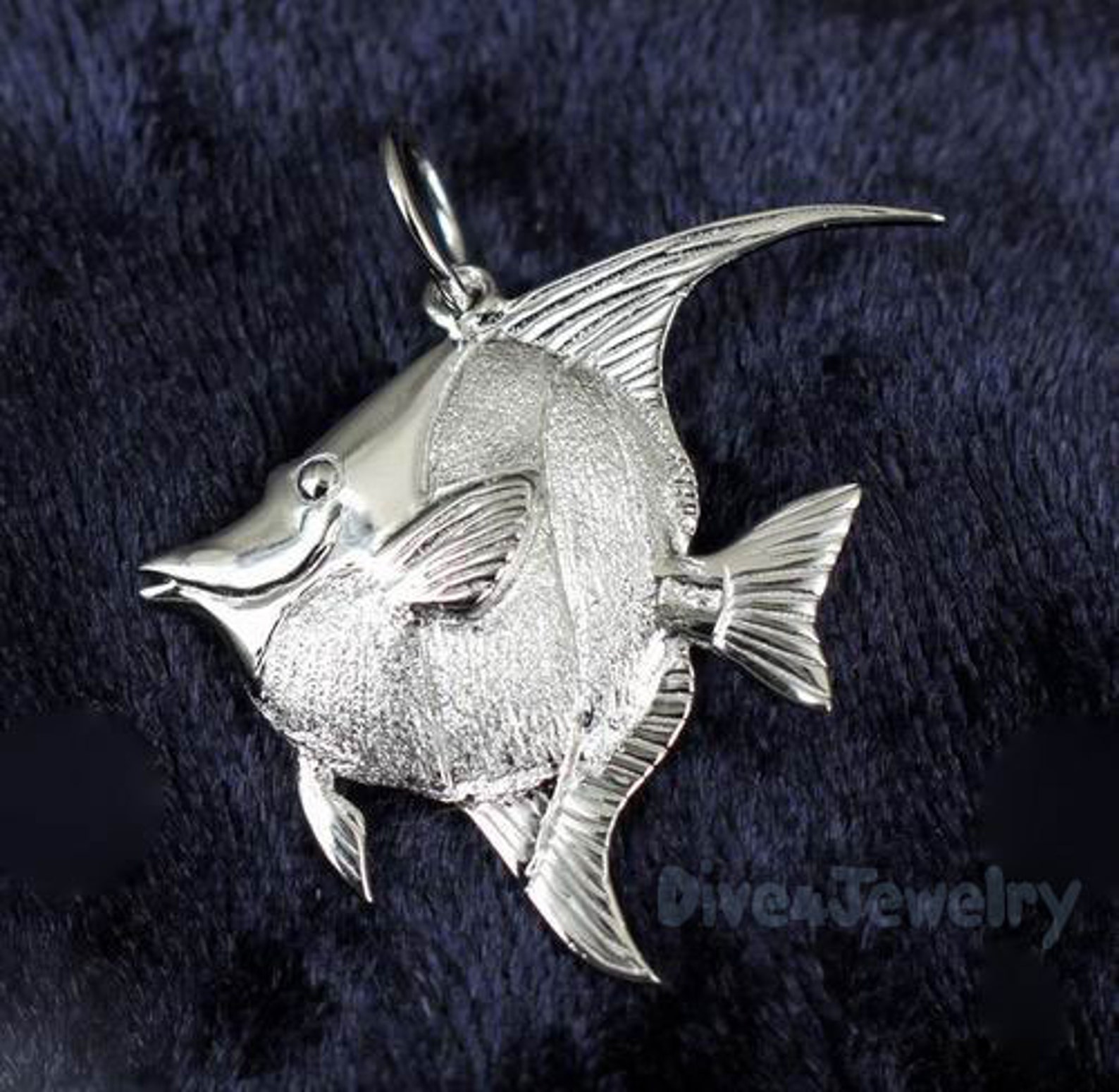 Moorish Idol Fish Necklace Sterling Silver 3D Fish Pendant Ocean Beach ...