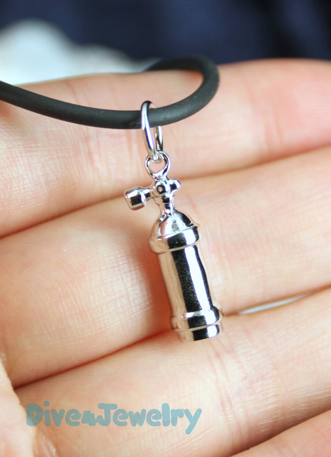 Scuba Diving Dive Tank Pendant Solid 925 Sterling Silver Rhodium Plated ...