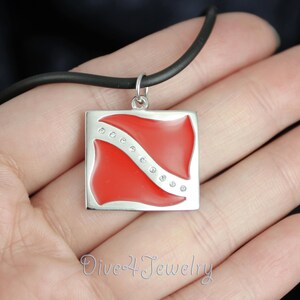 Dive Flag Necklace Scuba Diving Flag Pendant Solid Sterling Silver Red ...