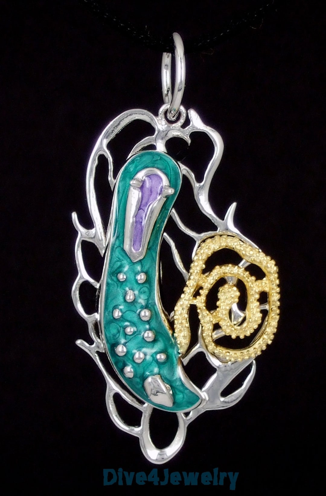 Sea Slug Necklace Nudibranch With Eggs on Sea Fan Pendant Beach Party ...