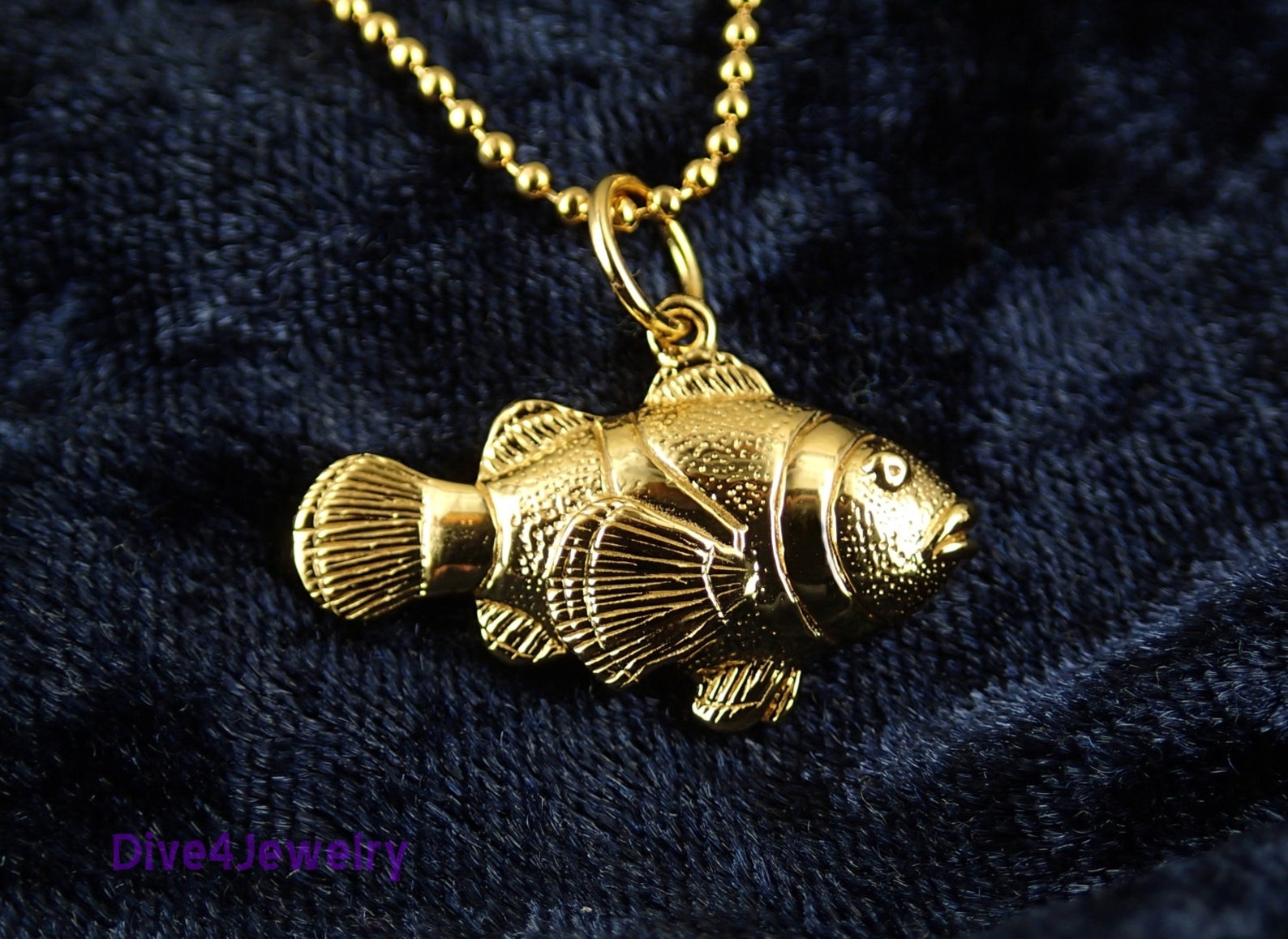 Clown Fish Nemo Charm Sterling Silver Gold Plated Pendant Necklace ...