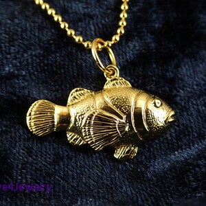 Clown Fish Nemo Charm Sterling Silver Gold Plated Pendant Necklace ...