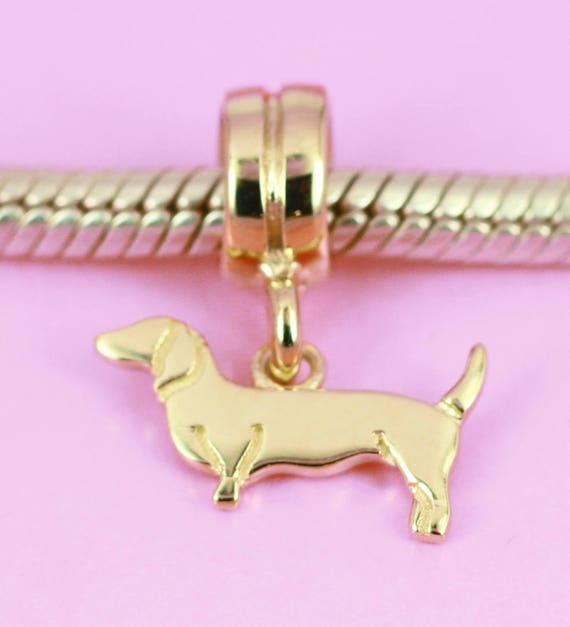 9K Gold Dog Charm Solid 9K 9ct Gold / Rose Gold Dachshund | Etsy