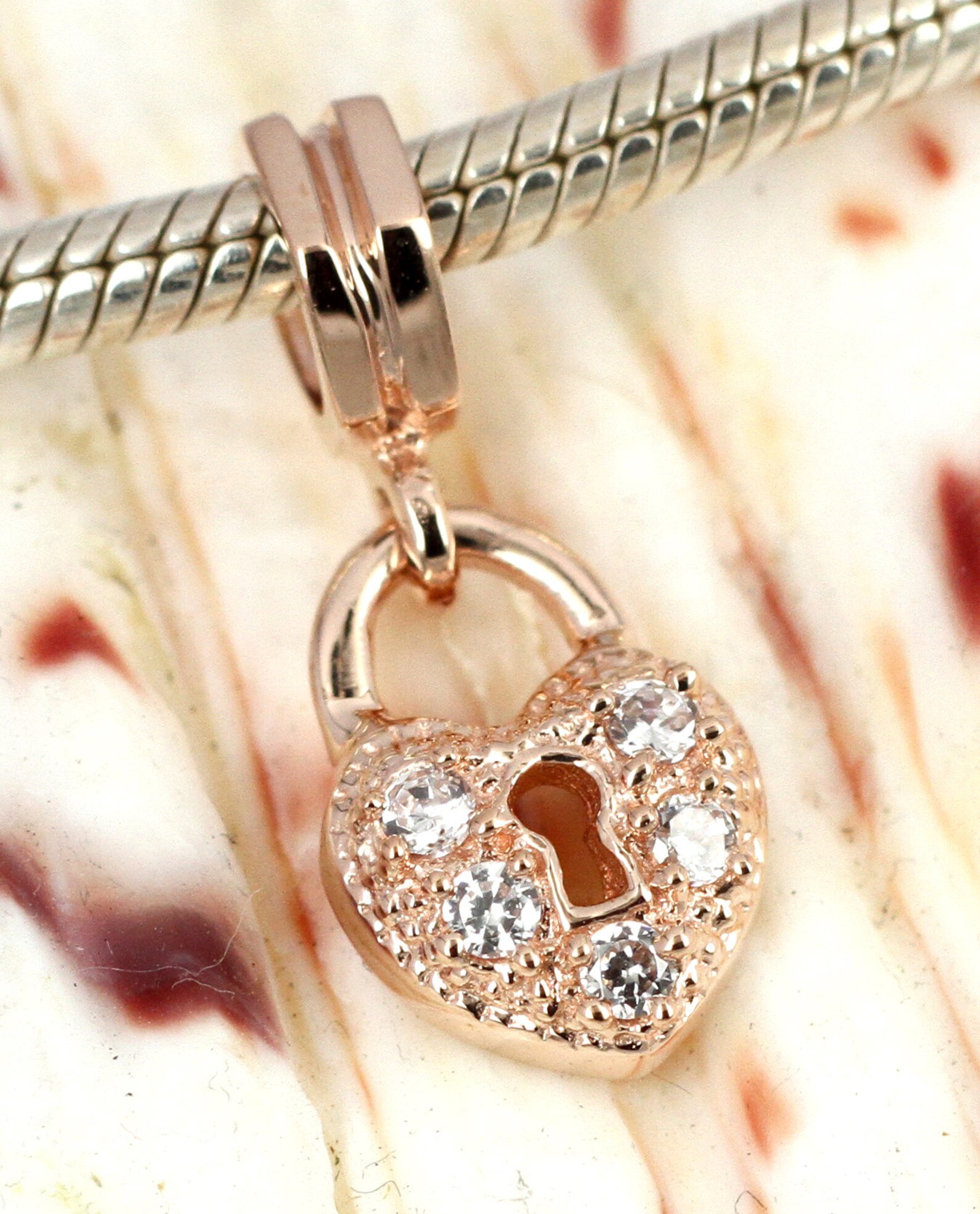 Love Heart Lock Charm Solid 9K 9ct Gold or Rose Gold With Cz Gemstones ...