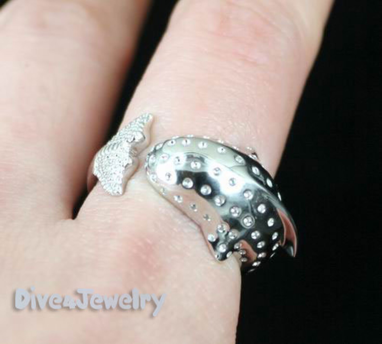 Whale Ring in Sterling Silver Rhodium plated whale shark ring | Etsy