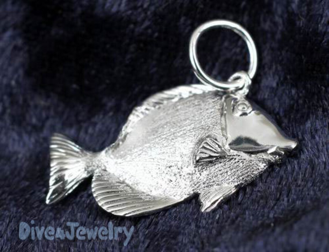 Blue Tang Fish in Sterling Silver 3D Fish Pendant With - Etsy