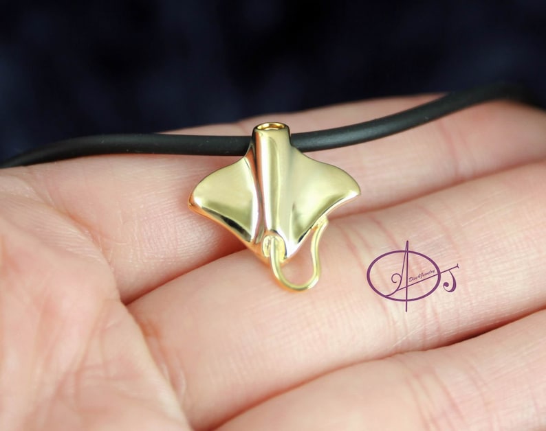 Eagle Ray Necklace Sterling Silver Gold Plated Fish Pendant Ocean ...