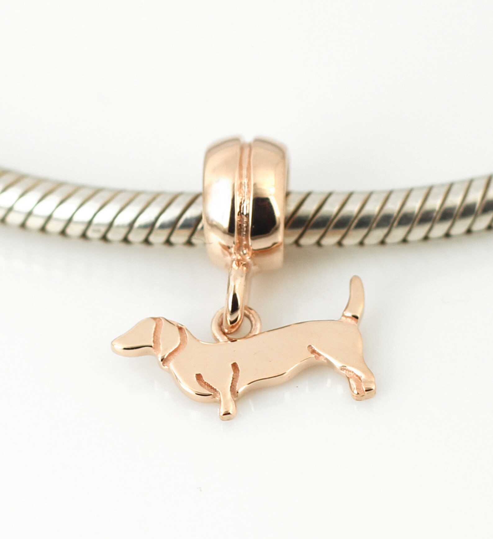 9K Gold Dog Charm Solid 9K 9ct Gold / Rose Gold Dachshund Sausage Dog ...