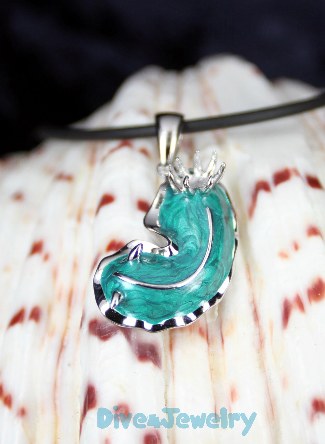 Nudibranch Necklace Sea Slug Necklace Sterling Silver 3D Green - Etsy