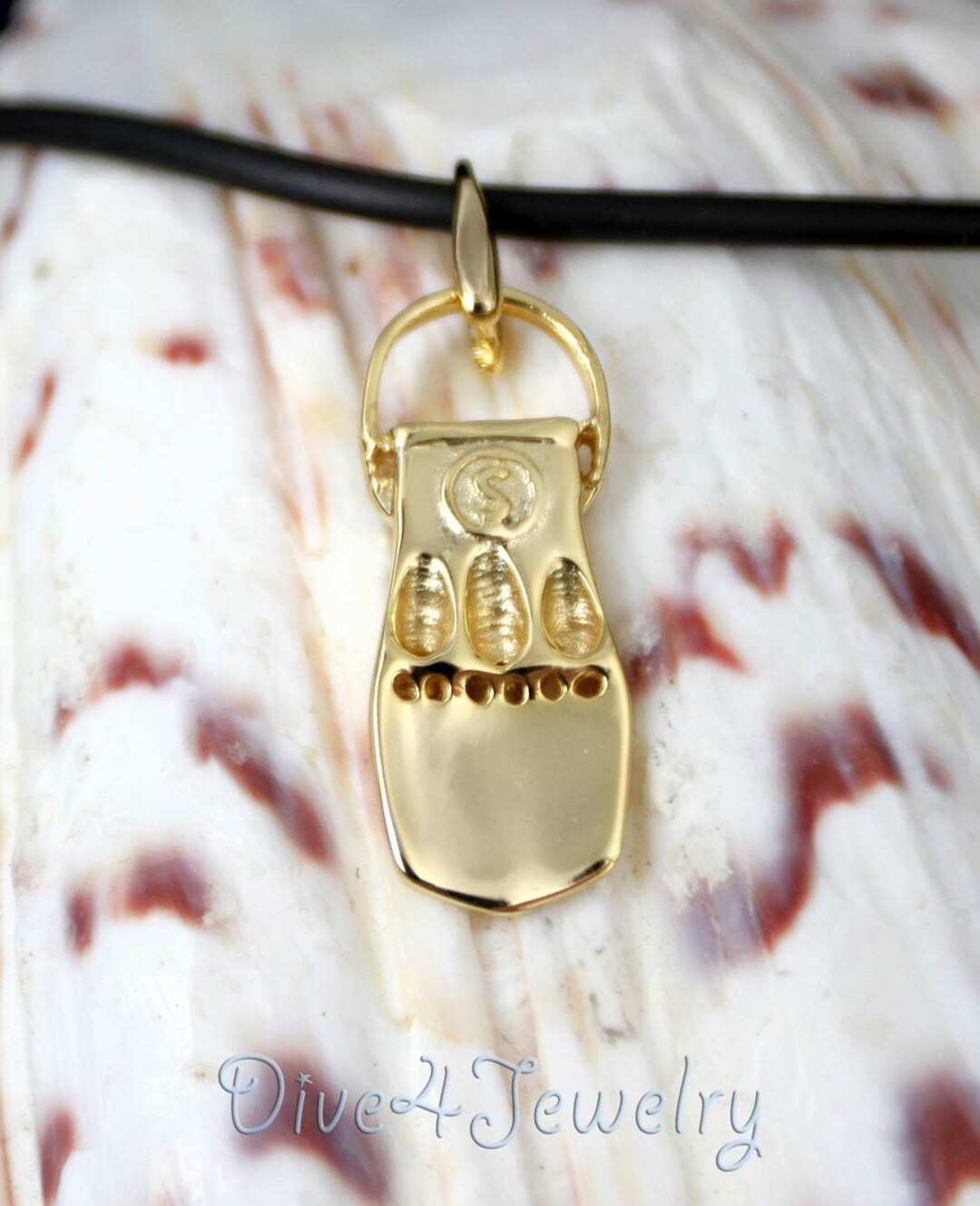 Dive Fin Pendant Scuba Diving Fin Snorkeling Flipper Solid 925 Sterling ...