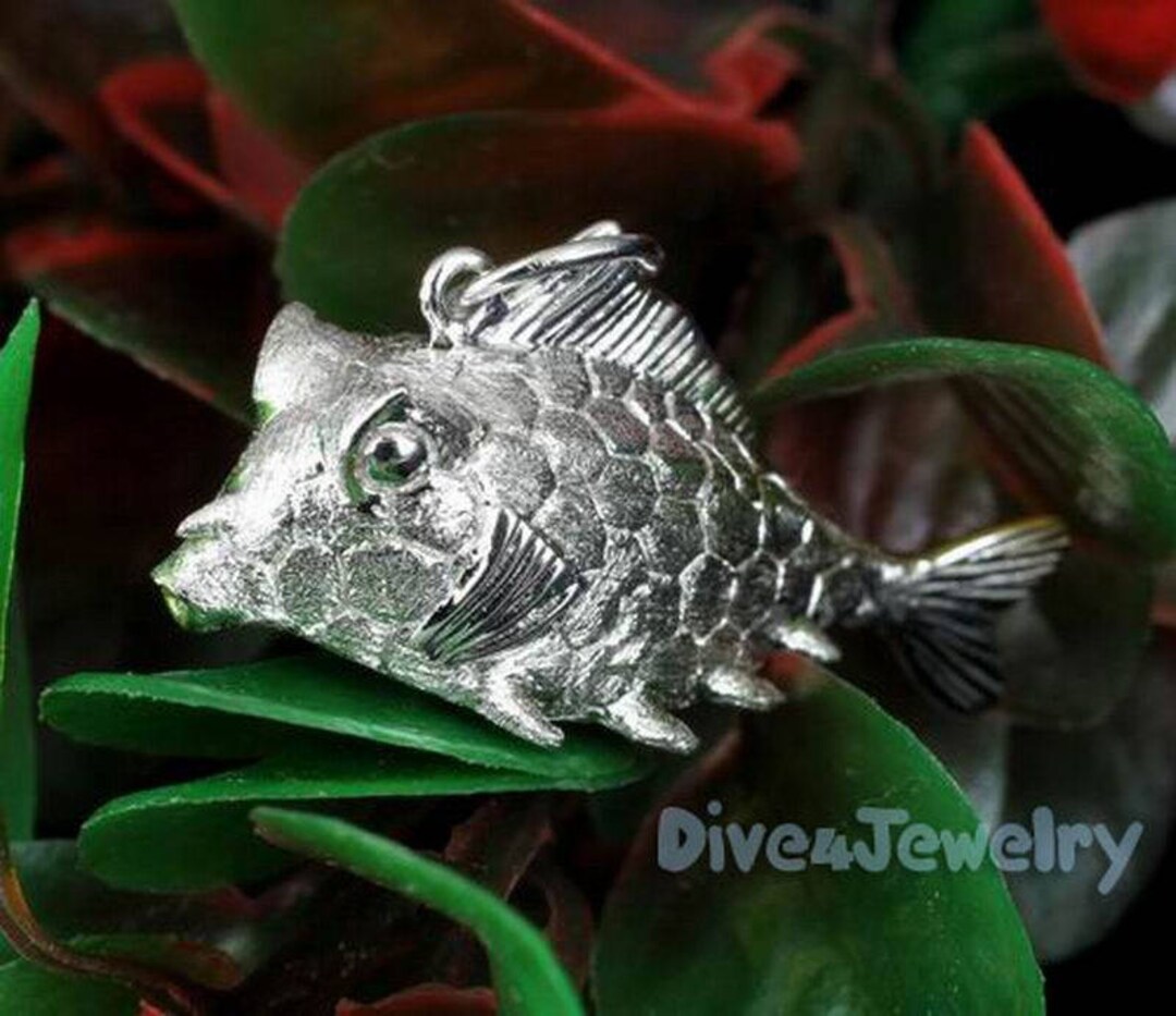 Cow Fish Necklace Sterling Silver 3D Satin Cowfsih Pendant With ...