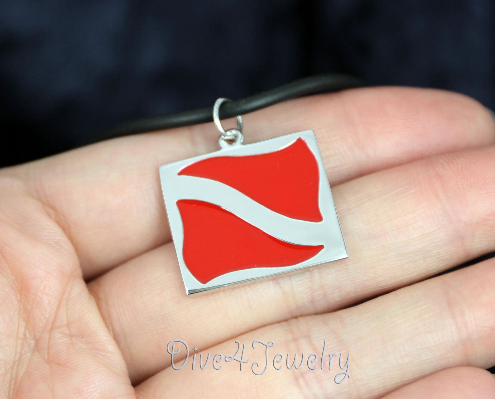 Dive Flag Necklace Scuba Diving Flag Pendant Solid Sterling | Etsy