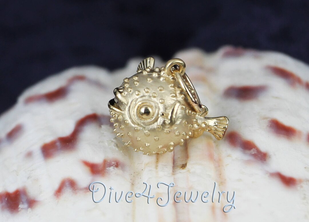 Little Puffer Fish in Solid 9CT 9K Yellow Gold Super Cute Pufferfish ...