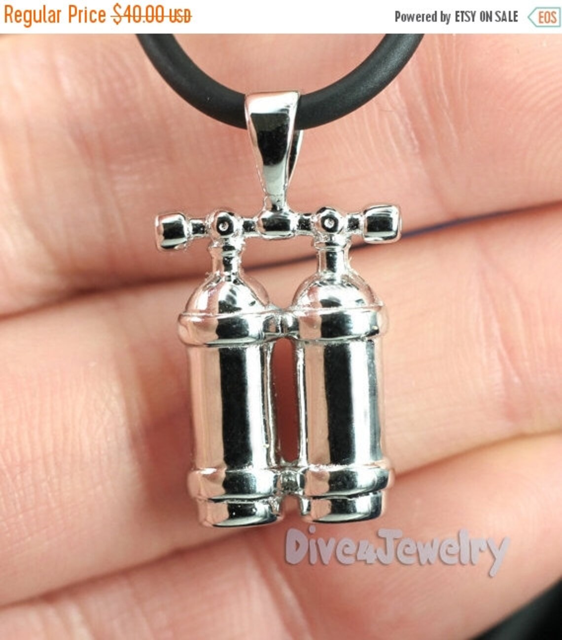 Dive tank Necklace Solid 925 Sterling Silver 3D Scuba Diving | Etsy