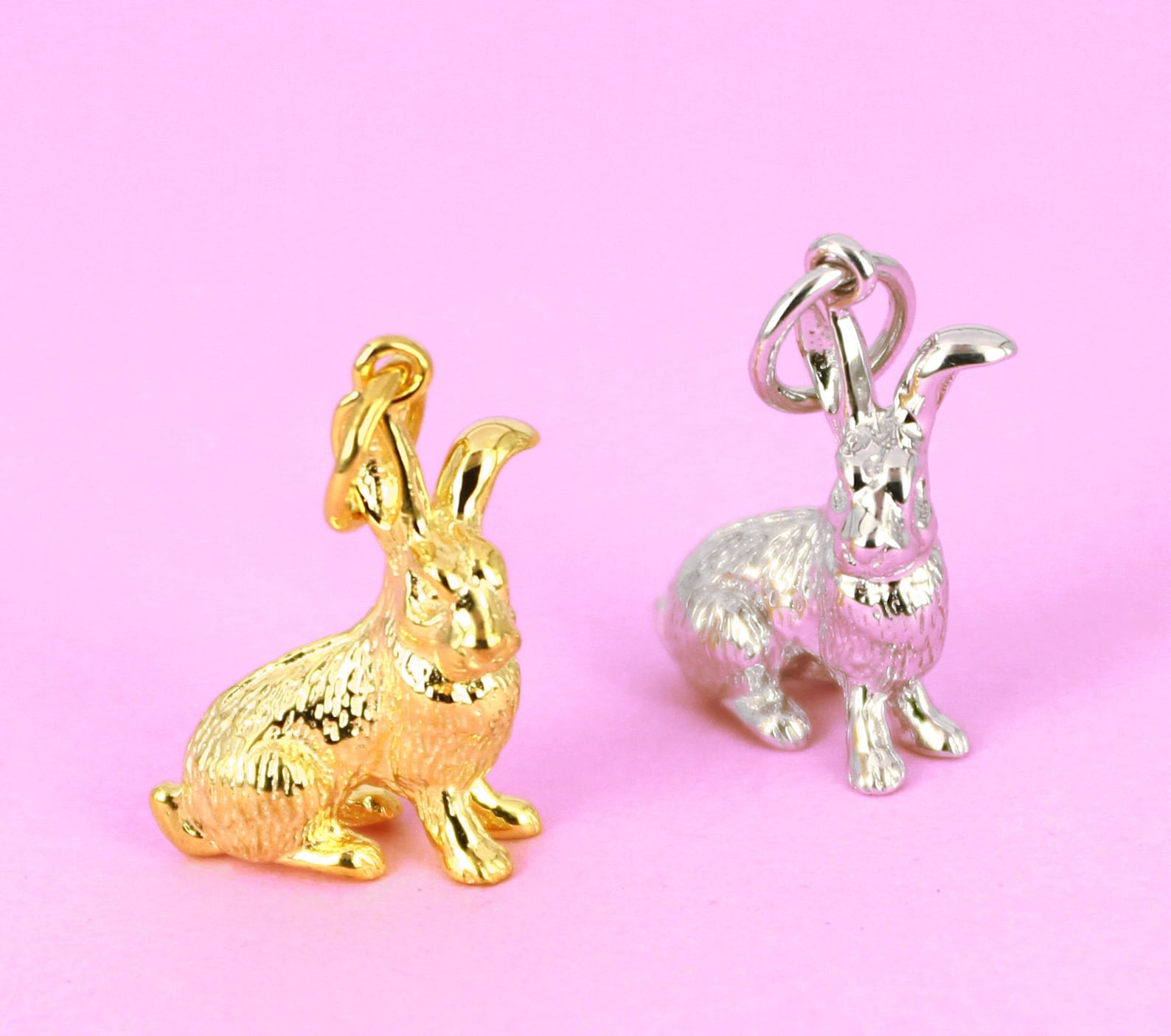 Rabbit Bunny Charm Solid 925 Sterling Silver Cute 3D Animal - Etsy