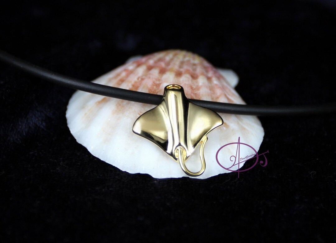 Eagle Ray Necklace Sterling Silver Gold Plated Fish Pendant Ocean ...
