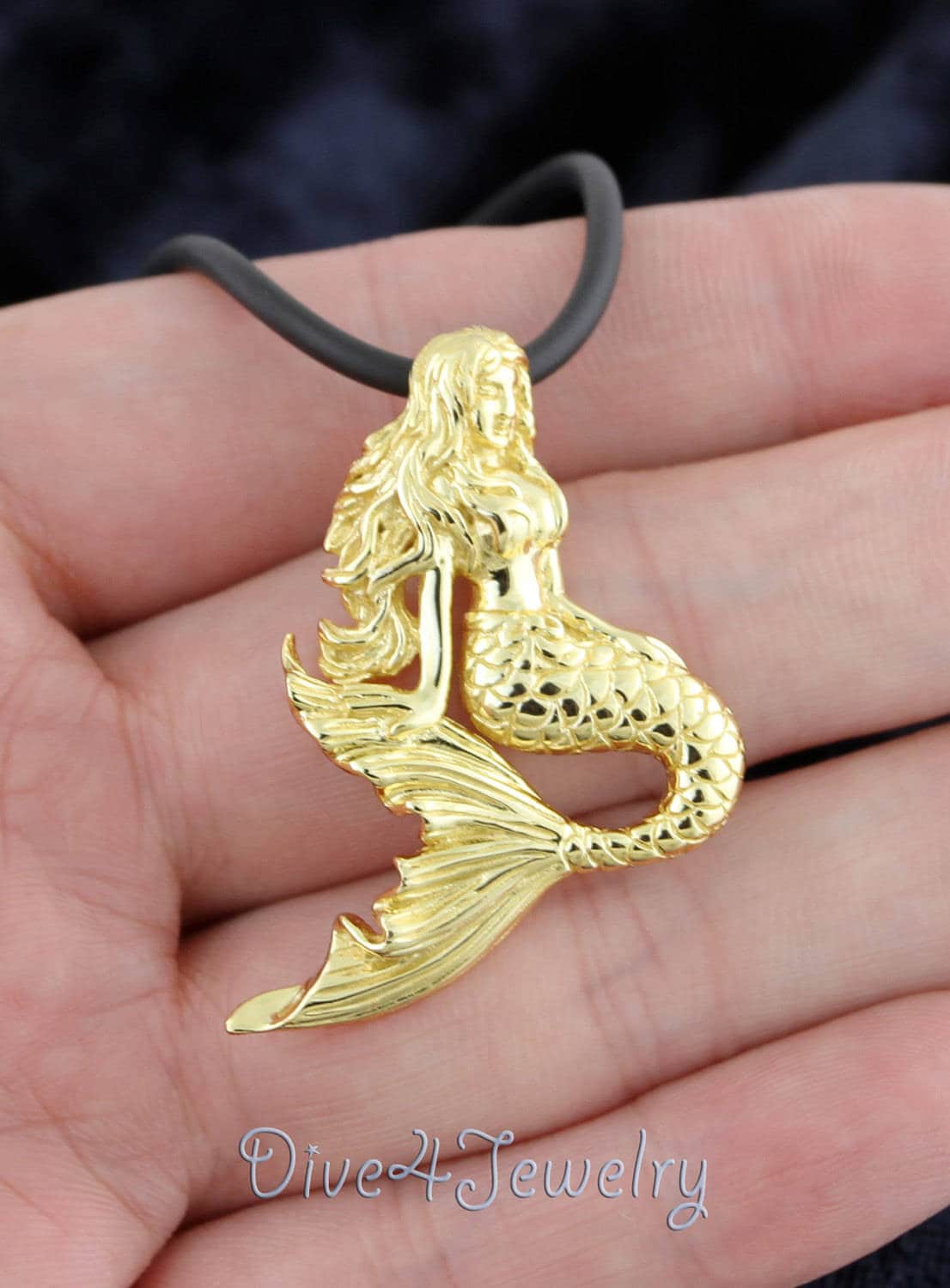 Mermaid Necklace Sterling Silver Gold Plated Highly Detailed - Etsy