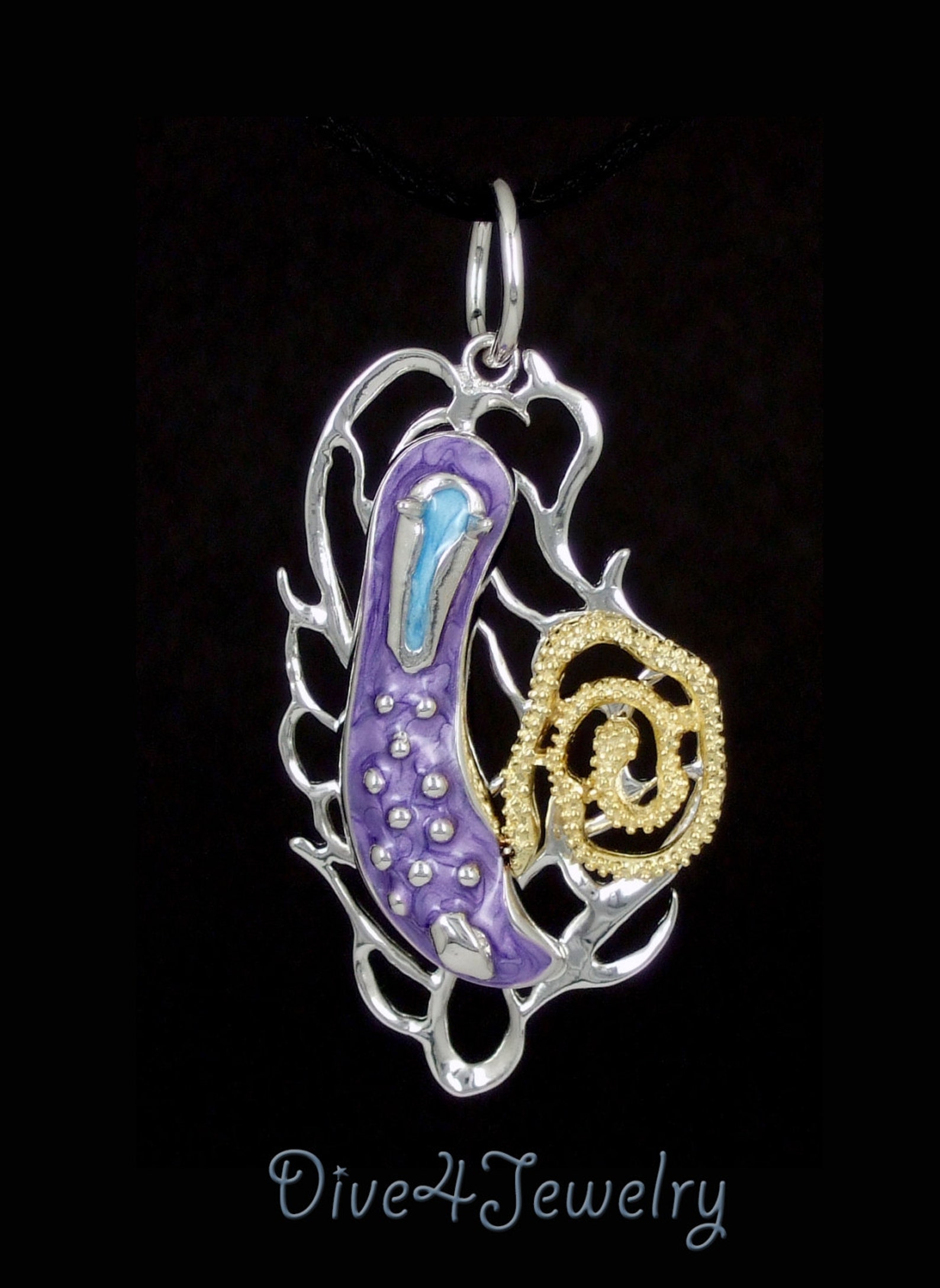 Sea Slug Necklace Nudibranch With Eggs on Sea Fan Solid 925 - Etsy