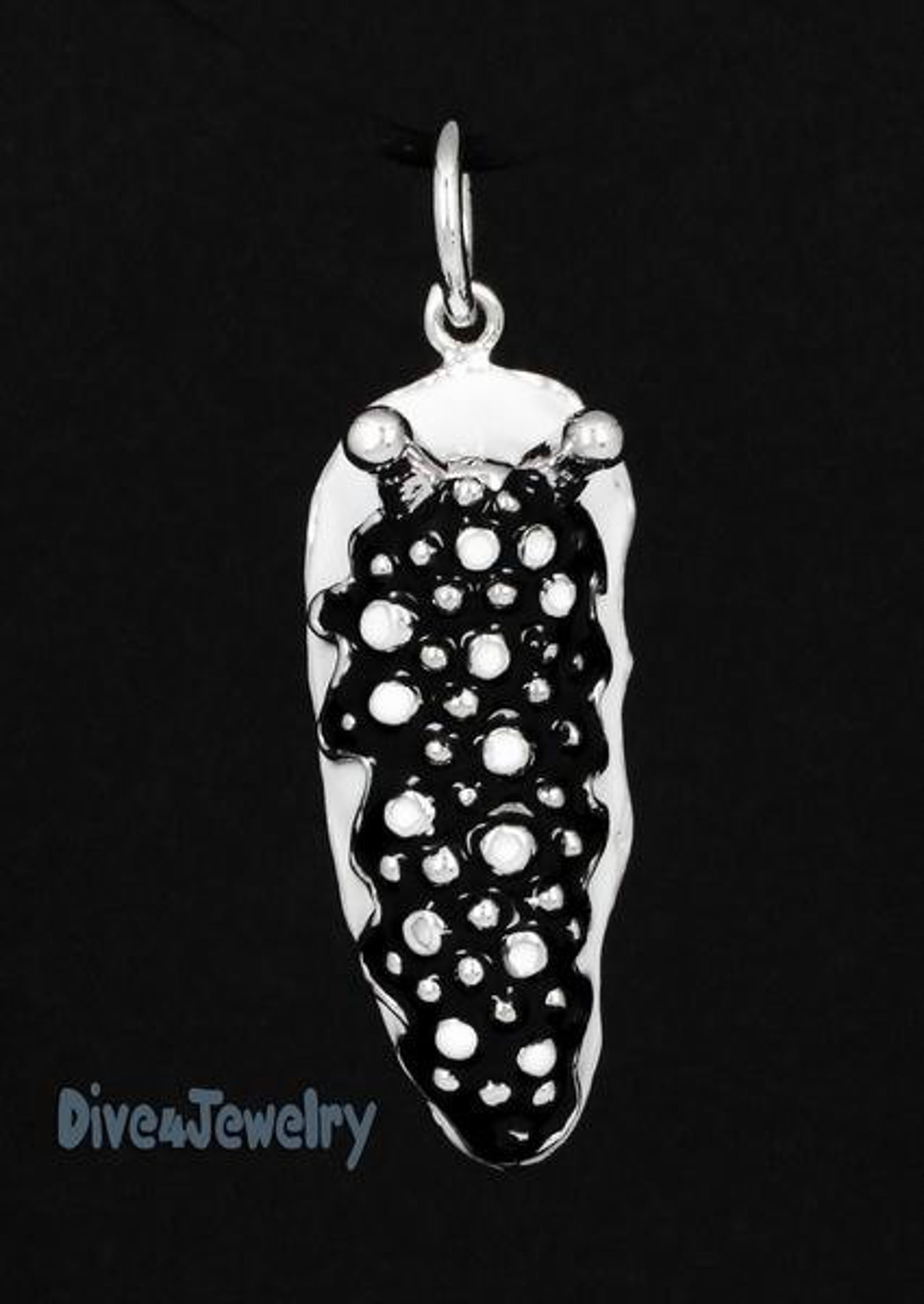 Sea Slug Pendant Nudibranch Necklace Black and White Enamal - Etsy