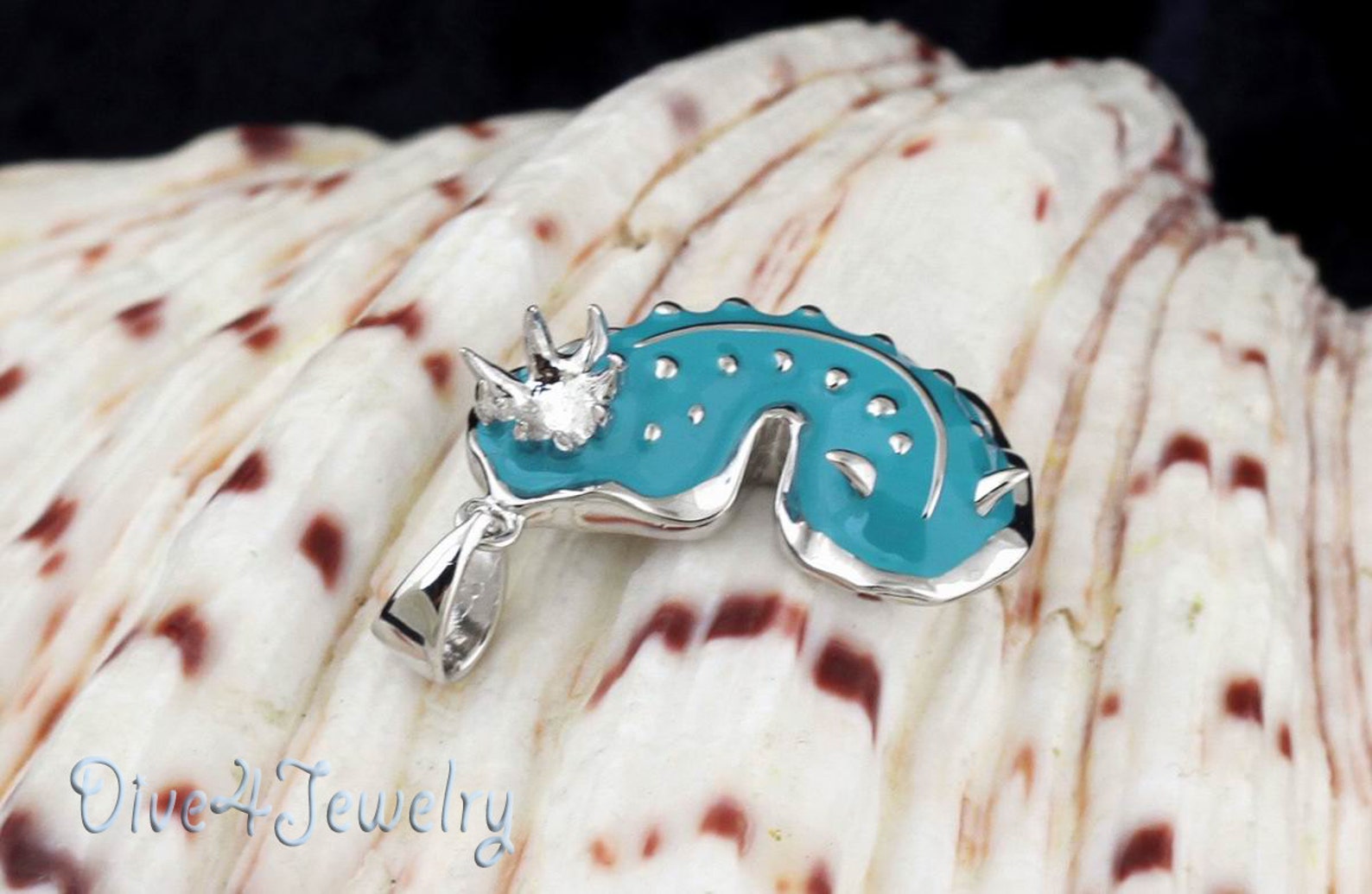 Sea Slug Nudibranch Necklace Sterling Silver Aqua Blue Enamel | Etsy