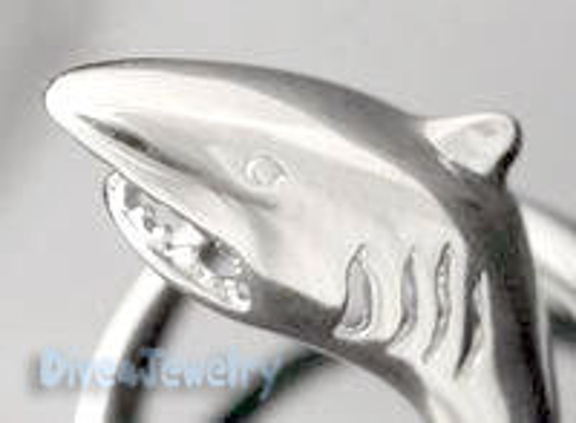 Shark Ring in Sterling Silver Great White Shark Wrap Ring Size | Etsy