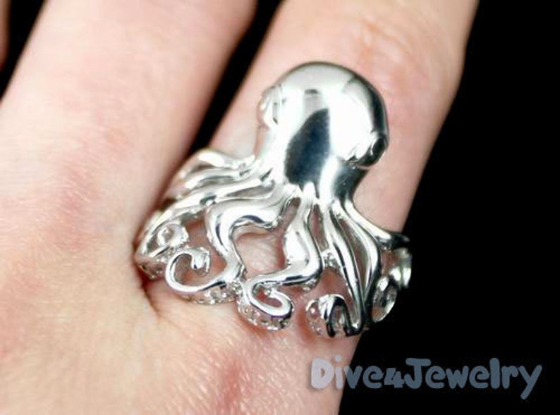 Octopus Ring in Solid 925 Sterling Silver Open Wrap Ring Size | Etsy