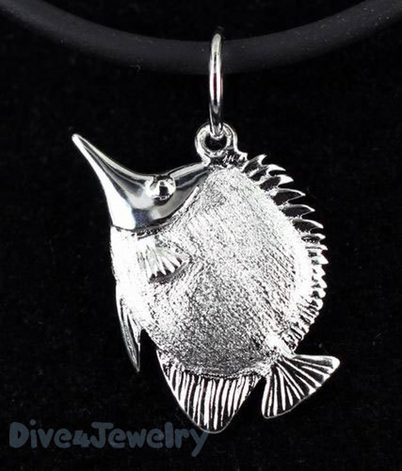3D Butterfly Fish in Solid 925 Sterling Silver Pendant With Necklace ...