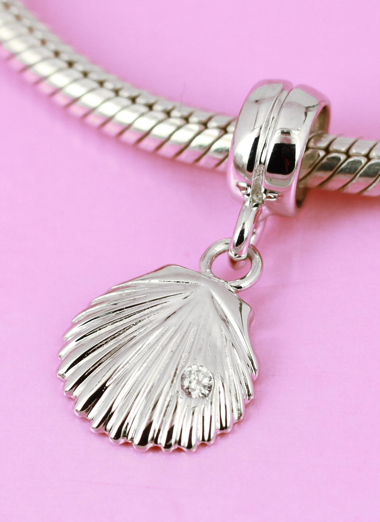 Sea Shell Charm Solid 925 Sterling Silver Rhodium Vermeil Gold - Etsy ...