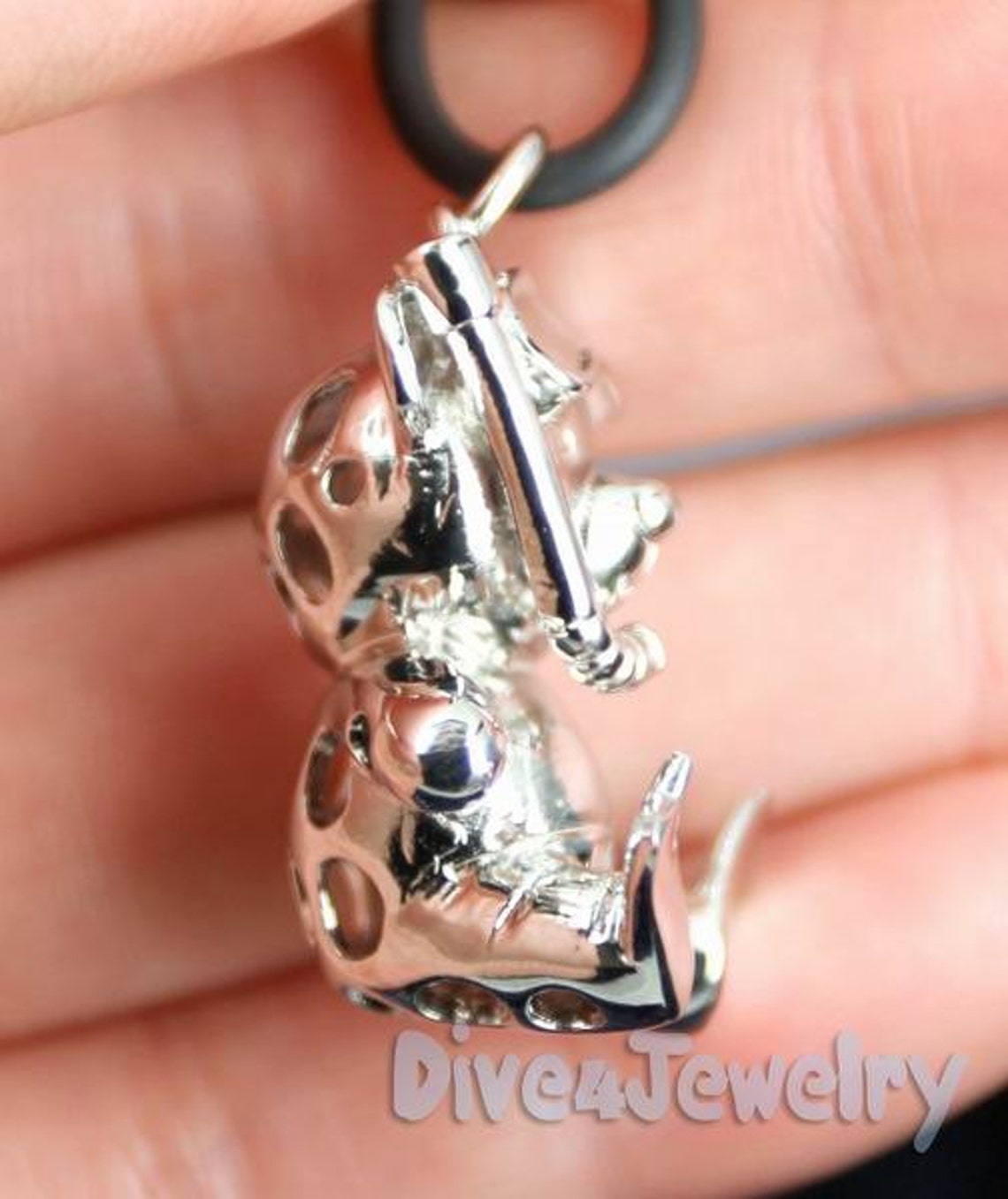 Big Scuba Diver Teddy Bear Necklace Sterling Silver Pendant With ...