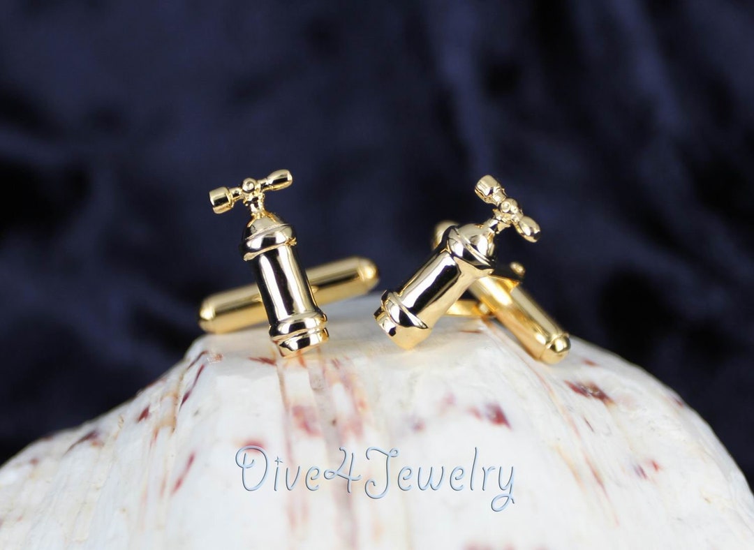 Scuba Diving Dive Tank Cufflinks in Solid Sterling Silver Gold Plated ...