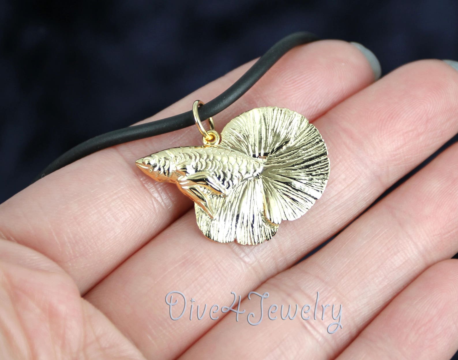 Betta Fish Pendant Necklace Sterling Silver Gold Plated or - Etsy
