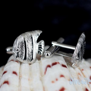 Angel Fish Cufflinks Solid Sterling Silver Rhodium Plated Angelfish ...