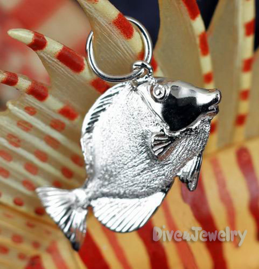 Blue Tang Fish in Sterling Silver 3D Fish Pendant With Necklace Ocean ...