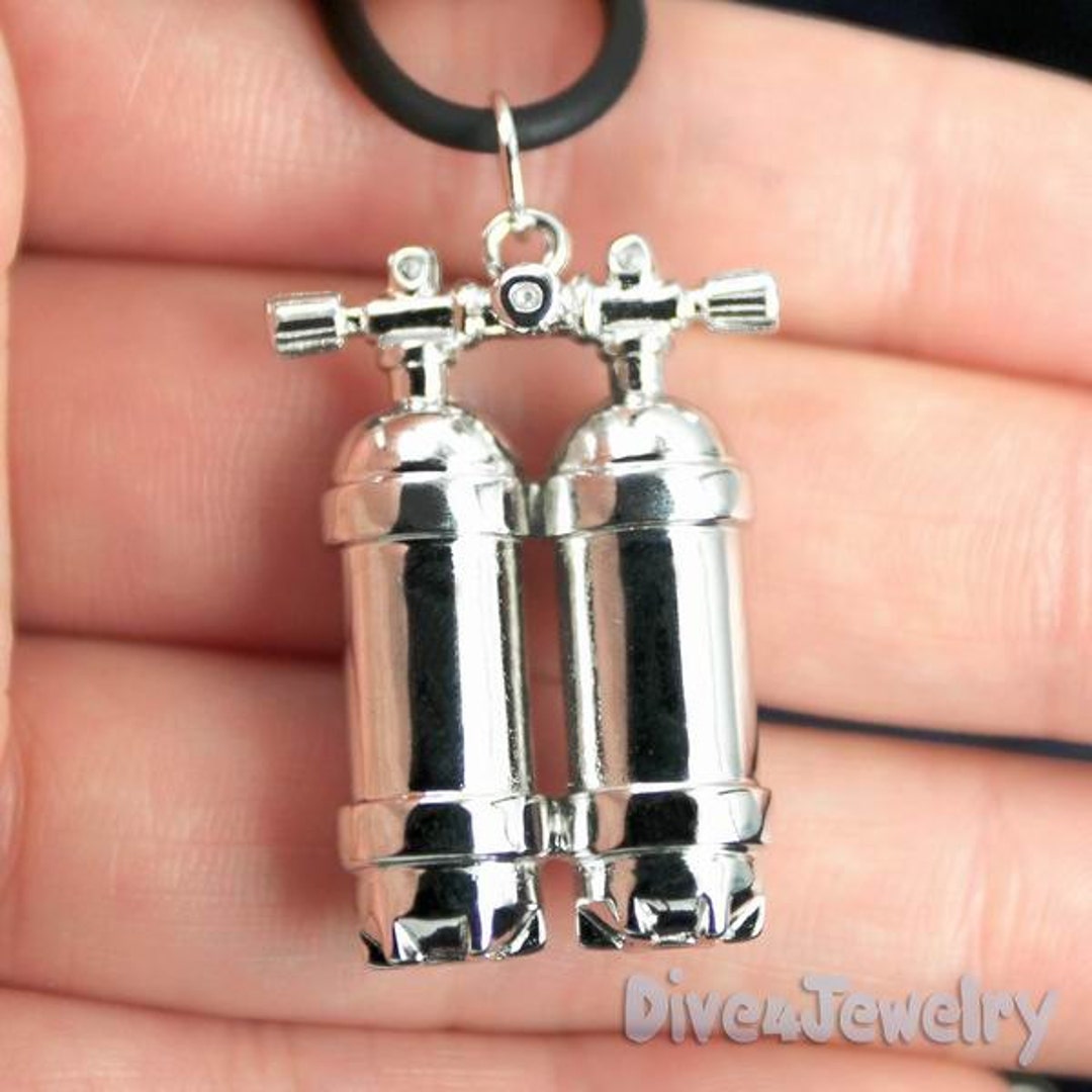 3D Scuba Diving Dive Twin Tanks Solid Sterling Silver Pendant Necklace ...
