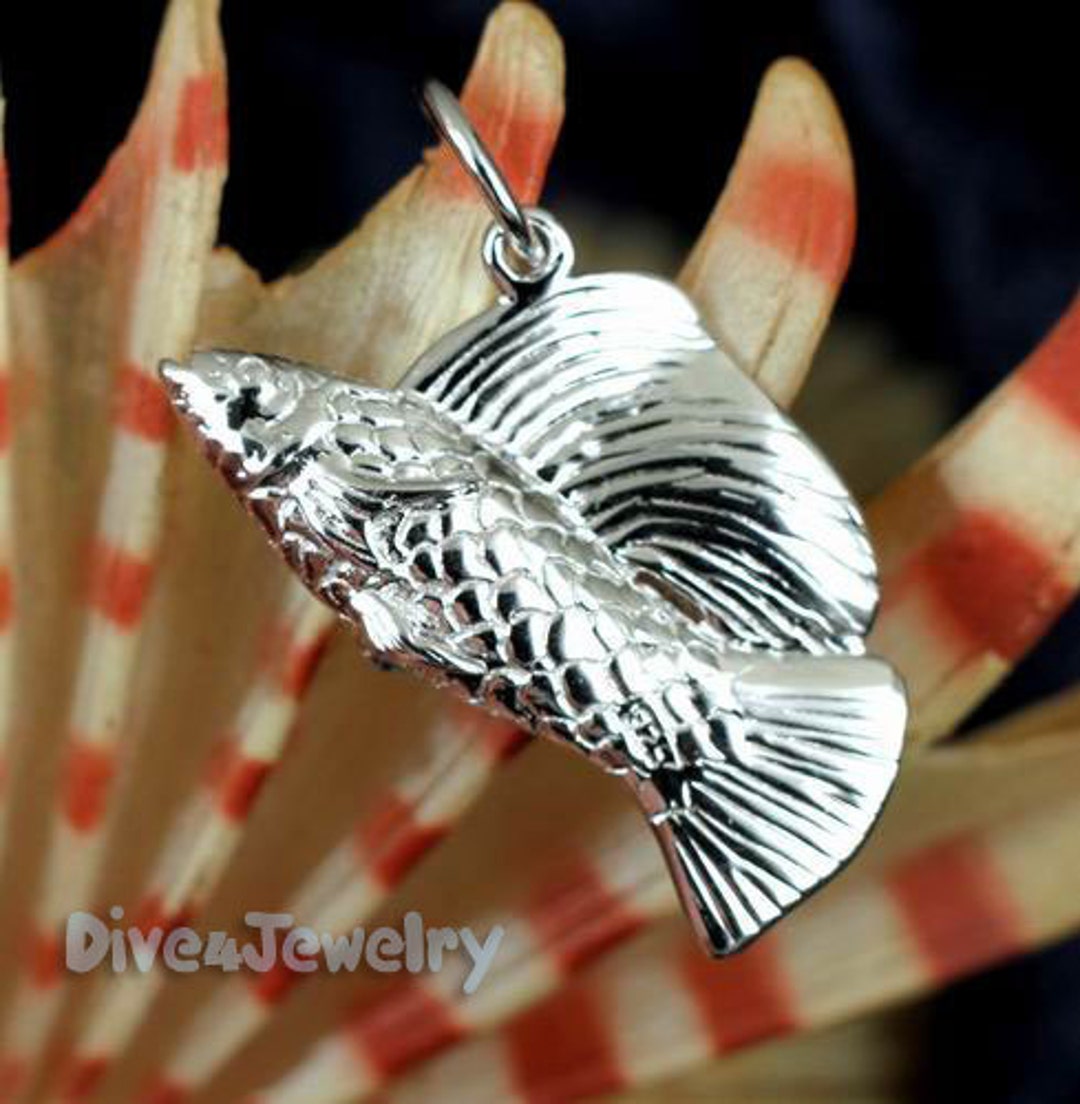 3D Fish Necklace Solid 925 Sterling Silver Tropical Fish Pendant With ...